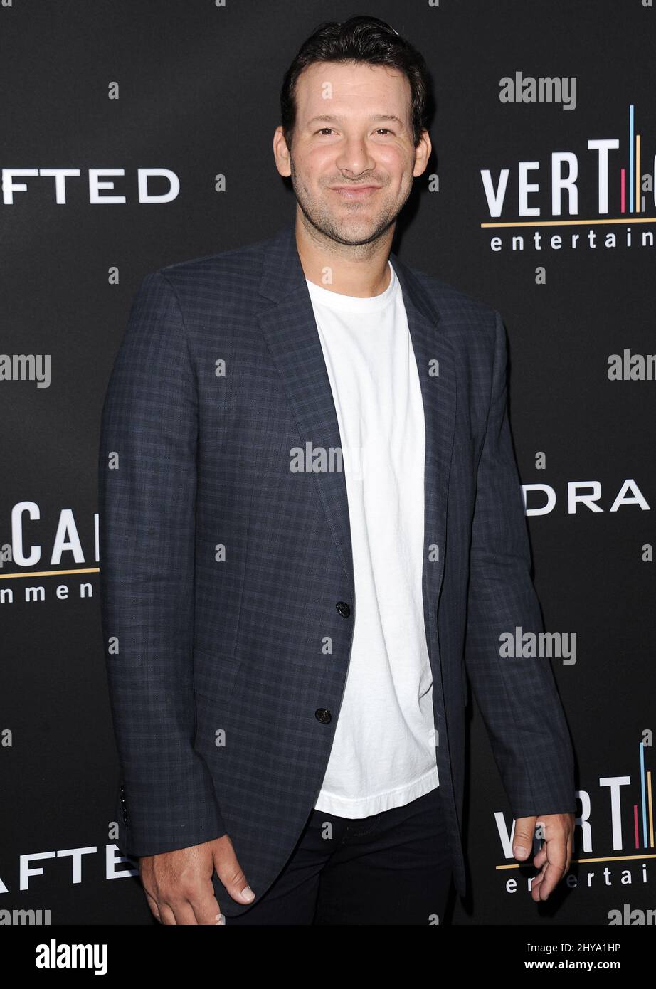 Tony Romo attending the premiere of Undrafted in Los Angeles ...