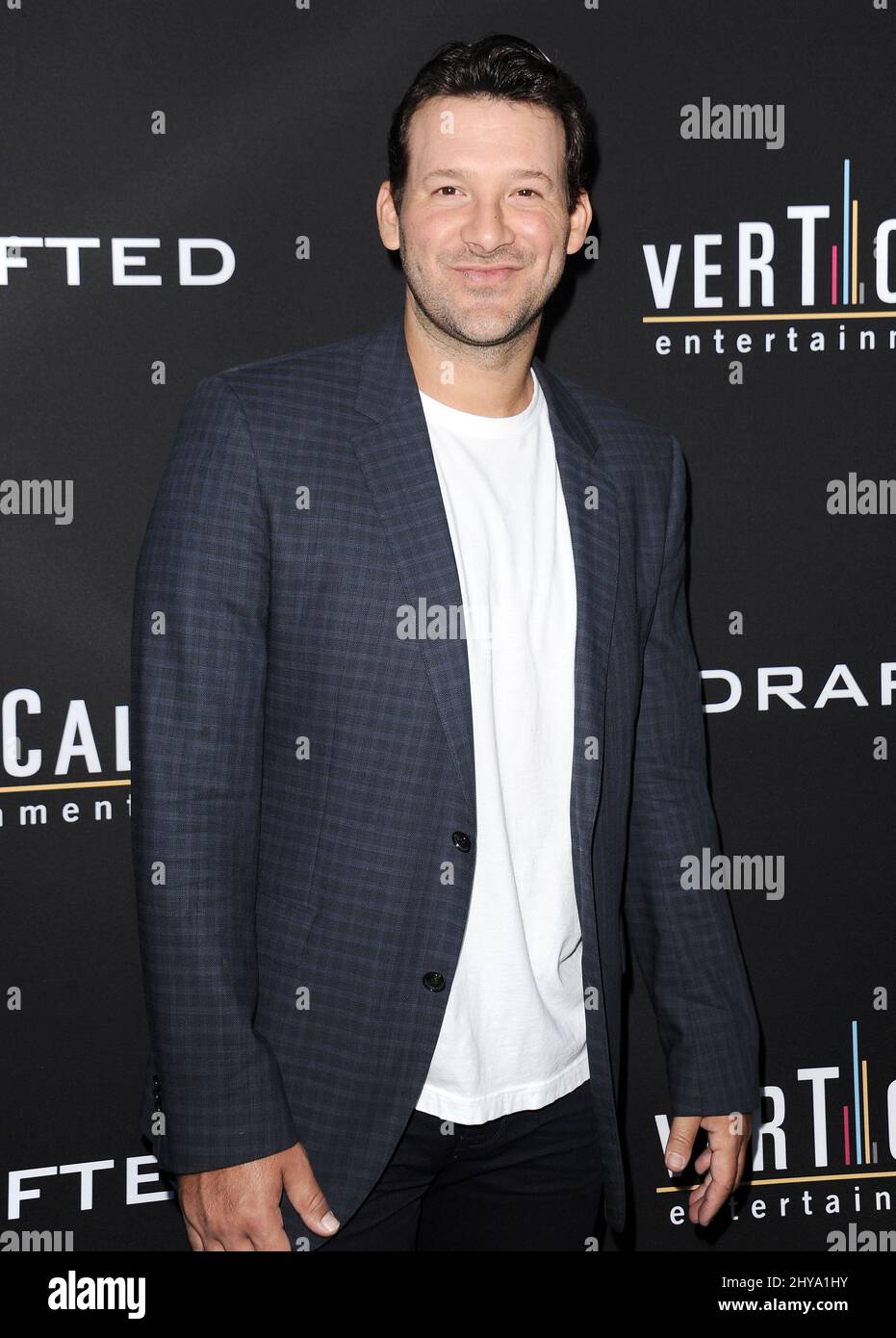 Tony Romo attending the premiere of Undrafted in Los Angeles ...
