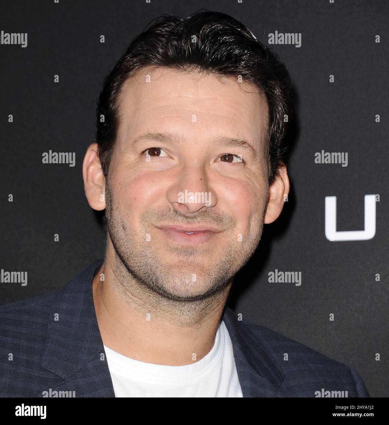 Tony Romo attending the premiere of Undrafted in Los Angeles ...