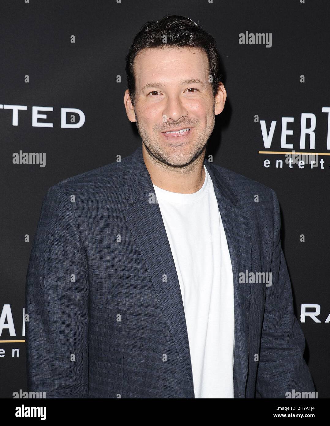 Tony Romo attending the premiere of Undrafted in Los Angeles ...