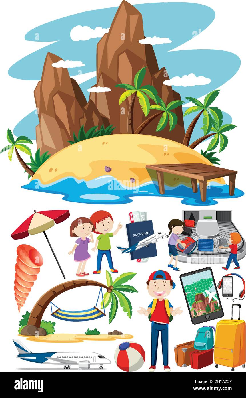 Set of people and scene for travel illustration Stock Vector Image ...