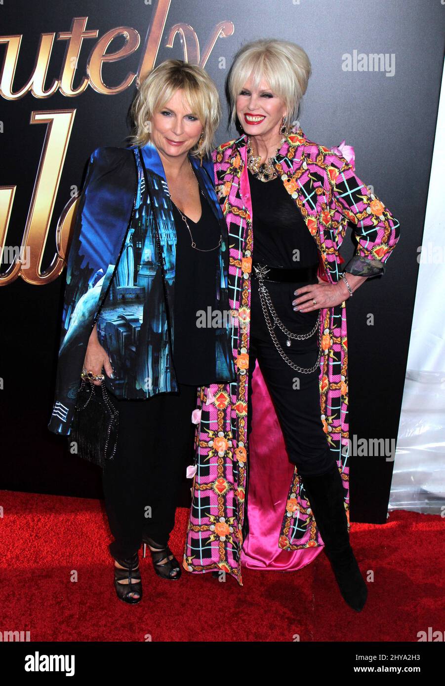 Jennifer Saunders and Joanna Lumley arriving for the premiere of ...