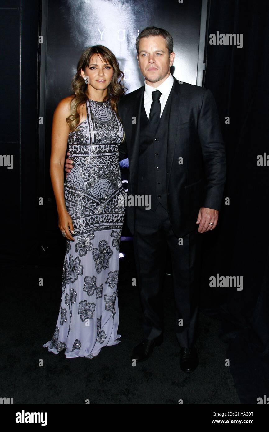 Matt Damon and Luciana Barroso attending the Las Vegas premiere of ...