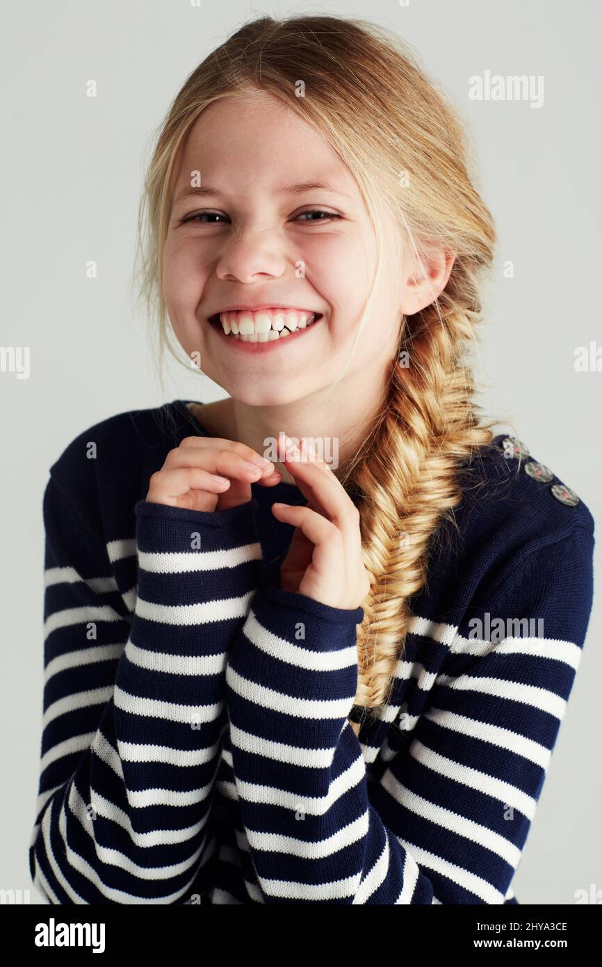 Shes so cute and carefree. Portrait of a cute girl giving you a huge ...