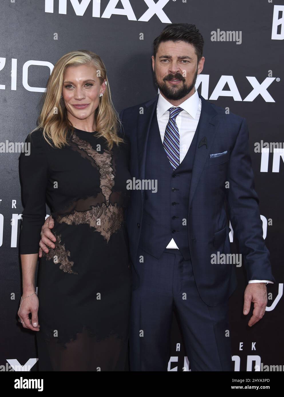Katee Sackhoff and Karl Urban attending the world premiere of "Star ...