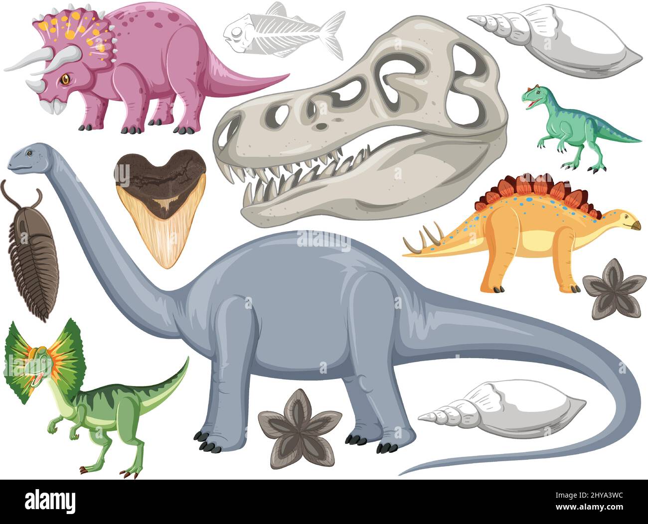 Set of different prehistoric dinosaur animal illustration Stock Vector ...