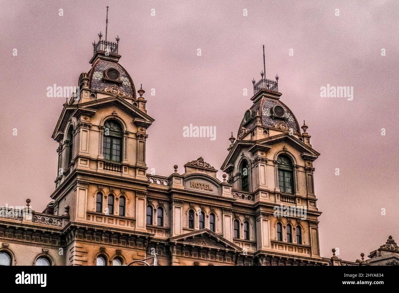 Low angle shot of an old Victorian era hotel in Melbourne Stock Photo ...