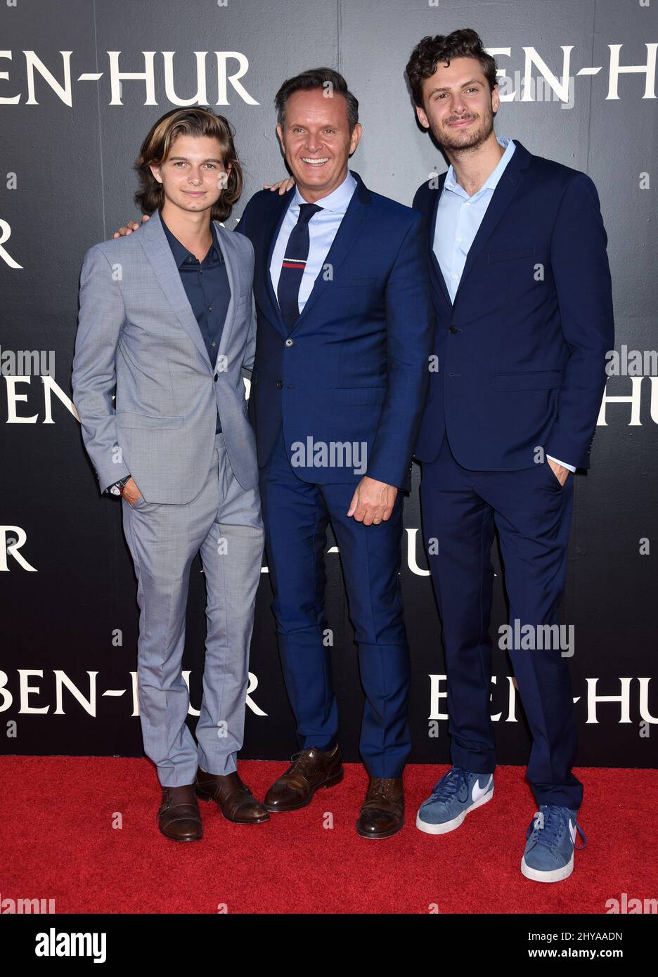 Mark Burnett, James Burnett and Cameron Burnett attends the "Ben-Hur ...