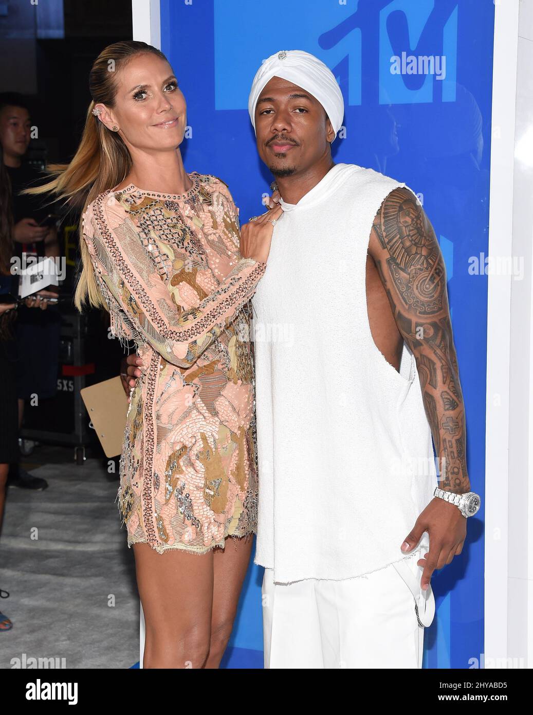 Heidi Klum and Nick Cannon arriving for The 2016 MTV Video Music Awards ...