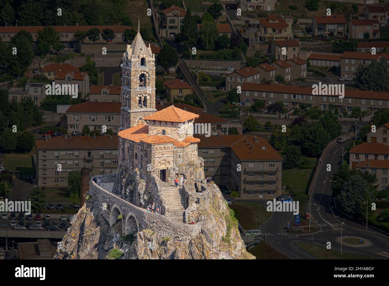 Aerial shot of an ancient building in Le Puy en Velay, France Stock ...