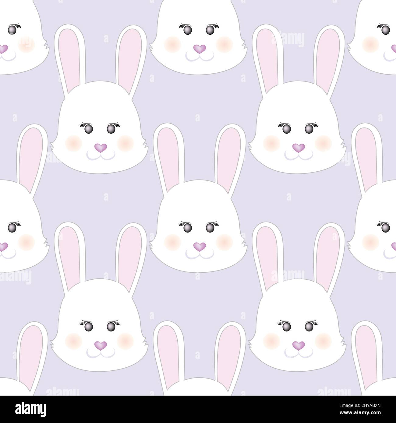 Cute little Easter bunny face. Vector Cartoon illustration. Seamless ...
