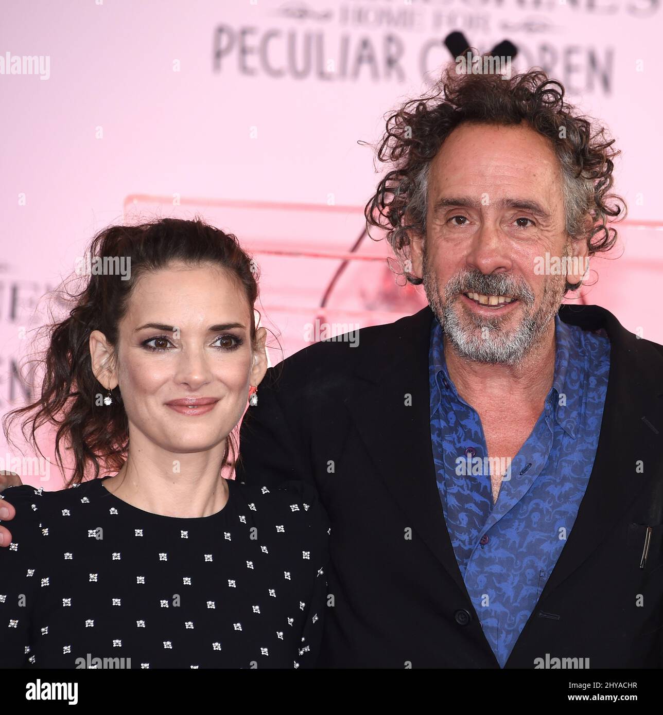 Winona Ryder and Tim Burton at Tim Burtons hand and footprint ceremony ...