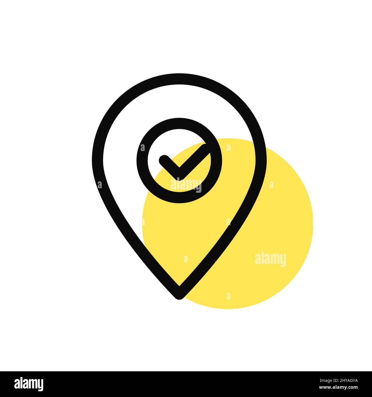 Location approved map pointer minimal line art icon. Pixel perfect ...