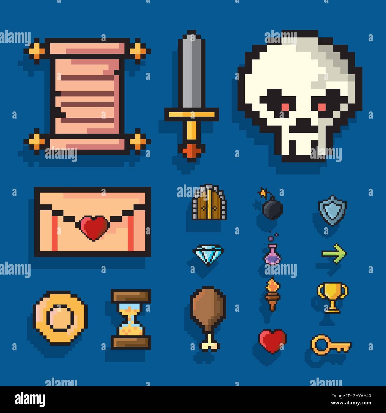 seventeen pixelated art items Stock Vector Image & Art - Alamy