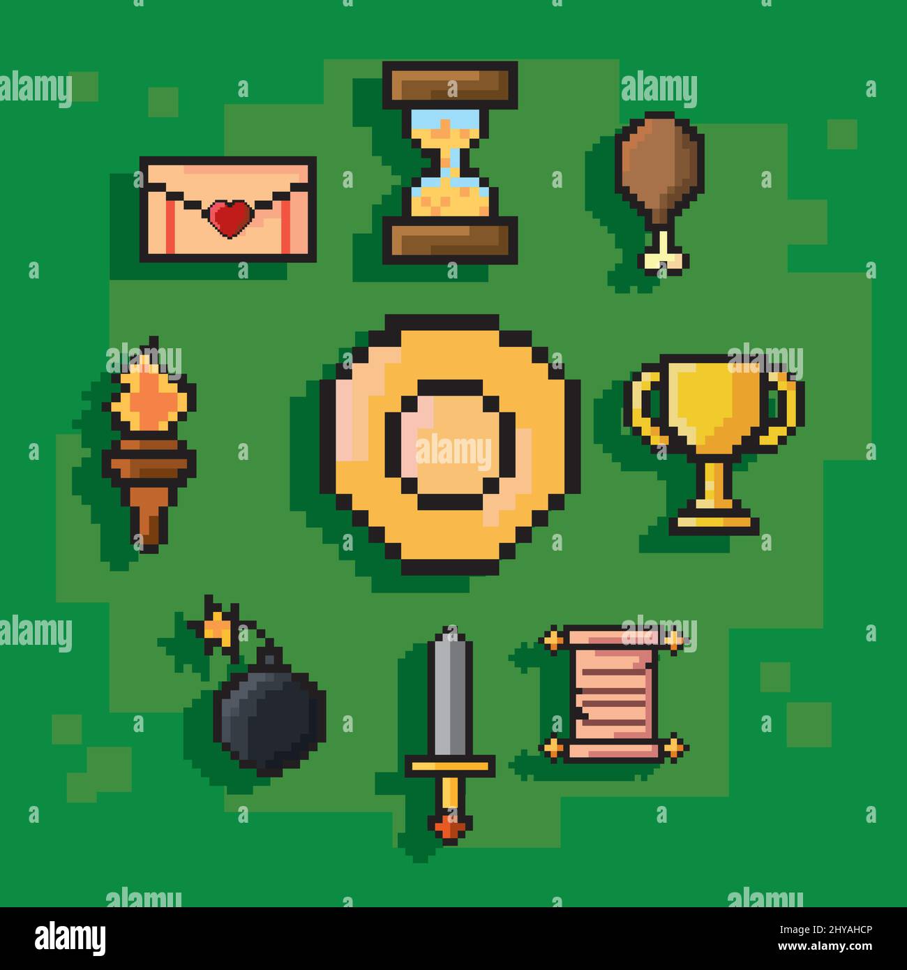 nine pixelated art items Stock Vector Image & Art - Alamy