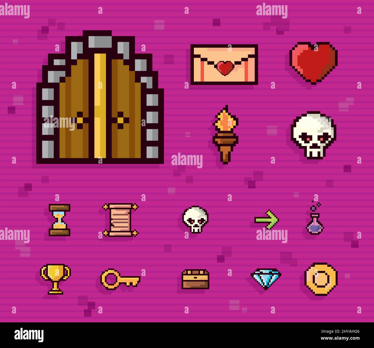 pixel art items Stock Vector Image & Art - Alamy