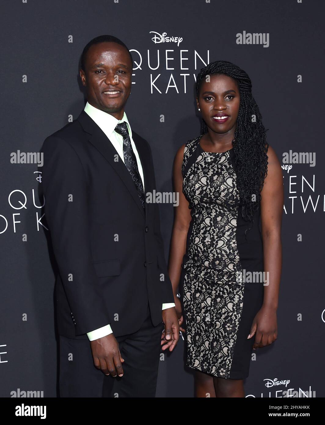 Robert Katende and Phiona Mutesi attends the "Queen of Katwe" US ...
