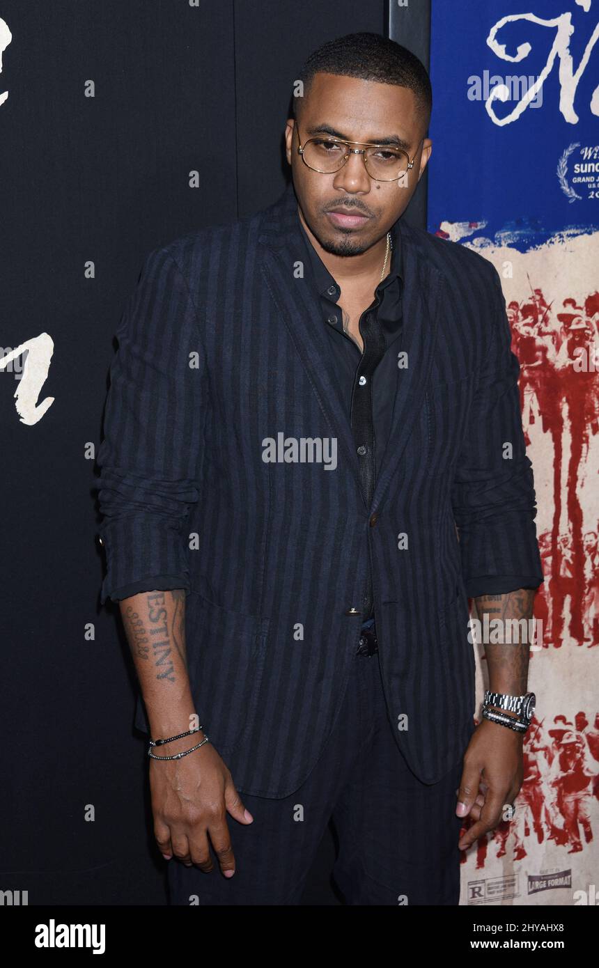 Nas poses at the premiere of the film "The Birth of a Nation" at the ...
