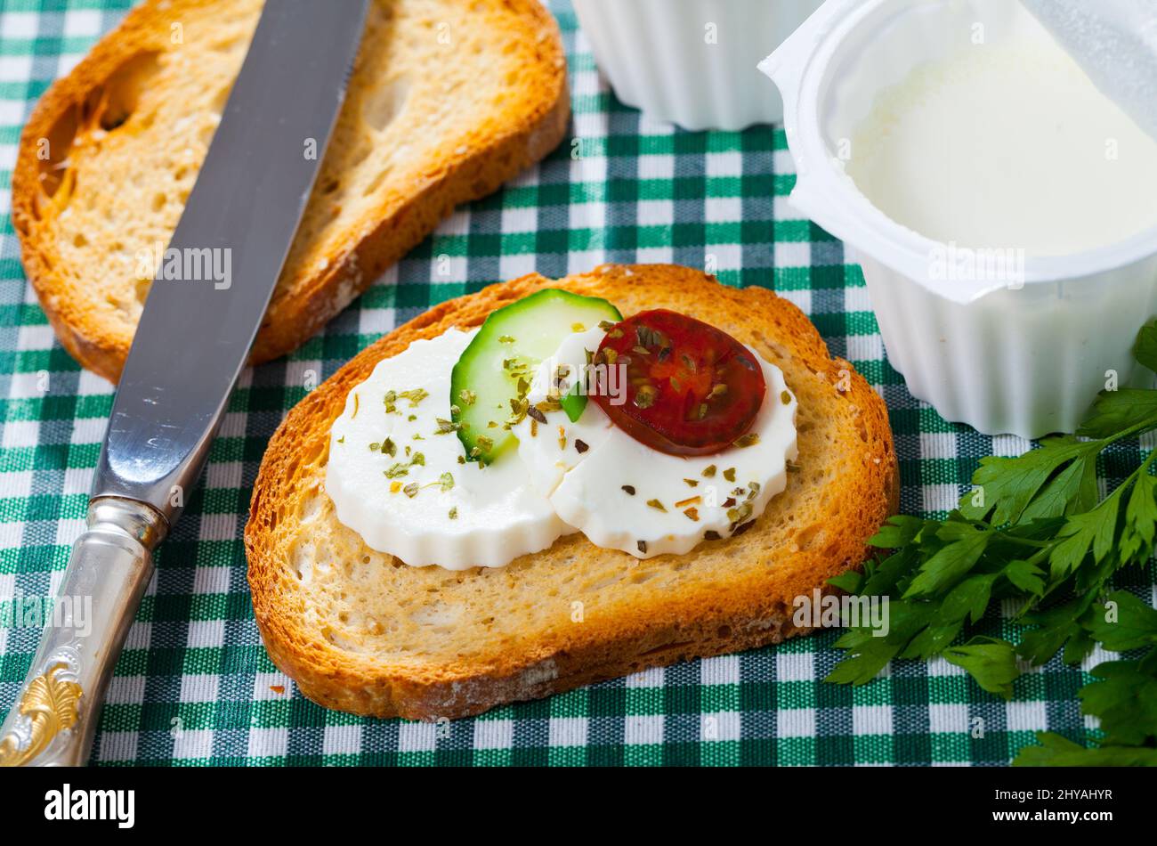 Sandwich with green cheese Stock Photo - Alamy