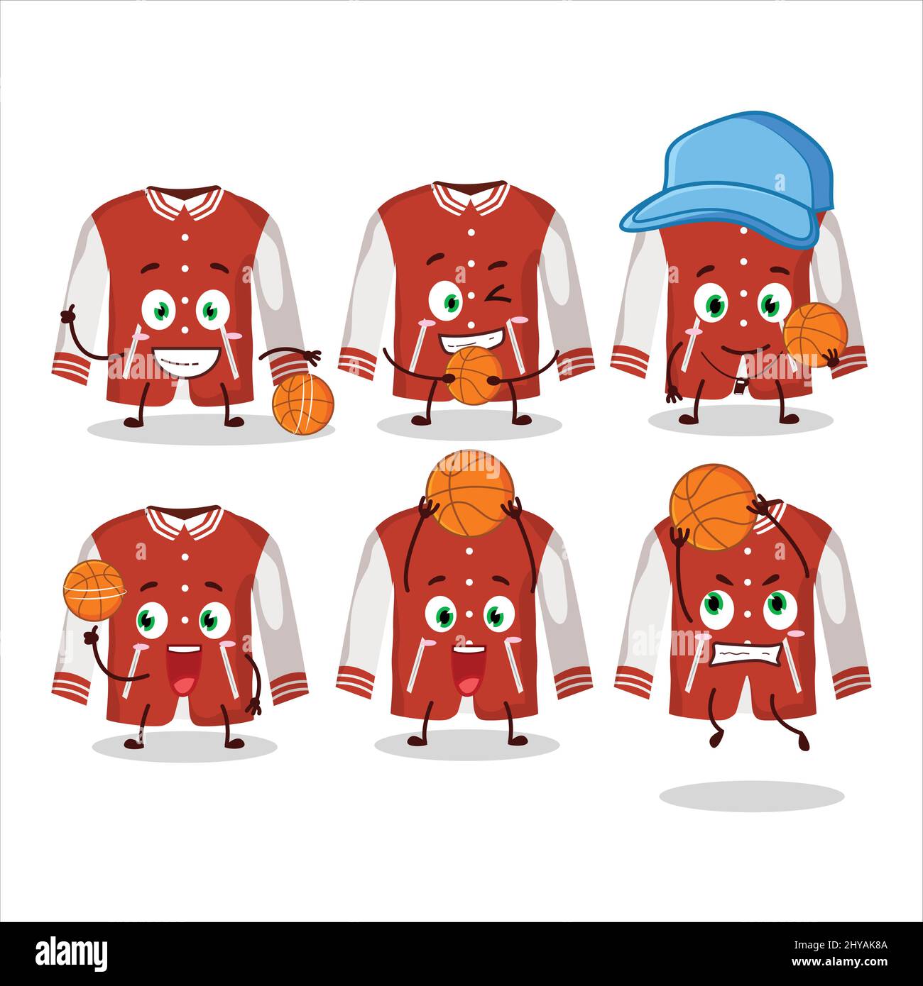 Talented red baseball jacket cartoon character as a basketball athlete ...