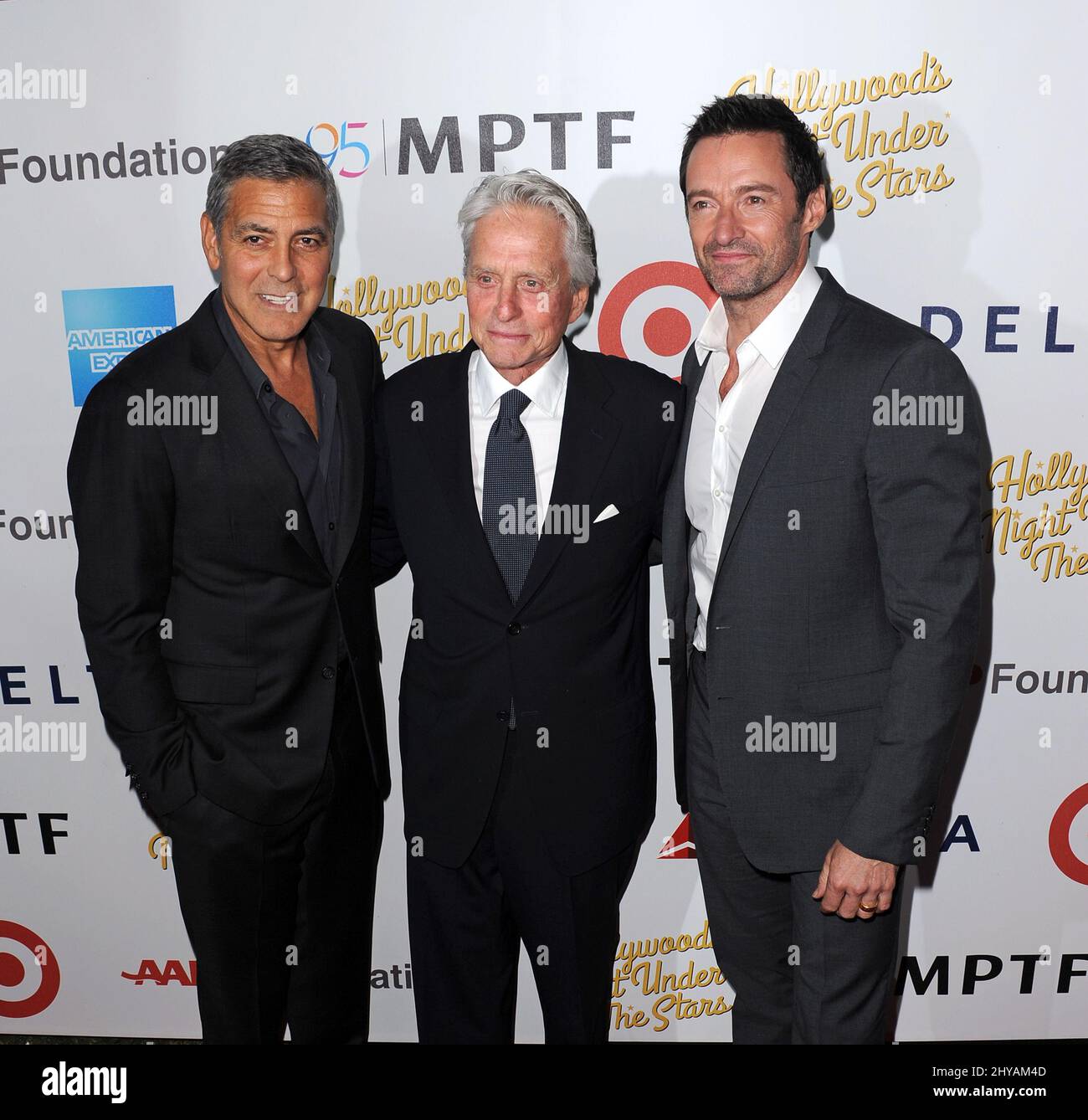 George Clooney, Michael Douglas, Hugh Jackman attending the "Hollywood ...