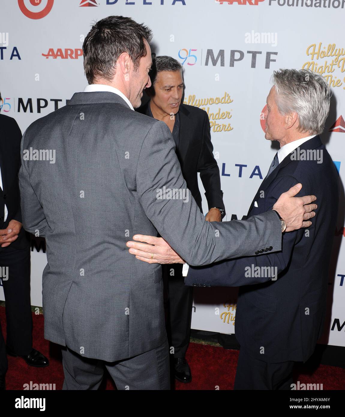 George Clooney, Michael Douglas, Hugh Jackman attending the "Hollywood ...