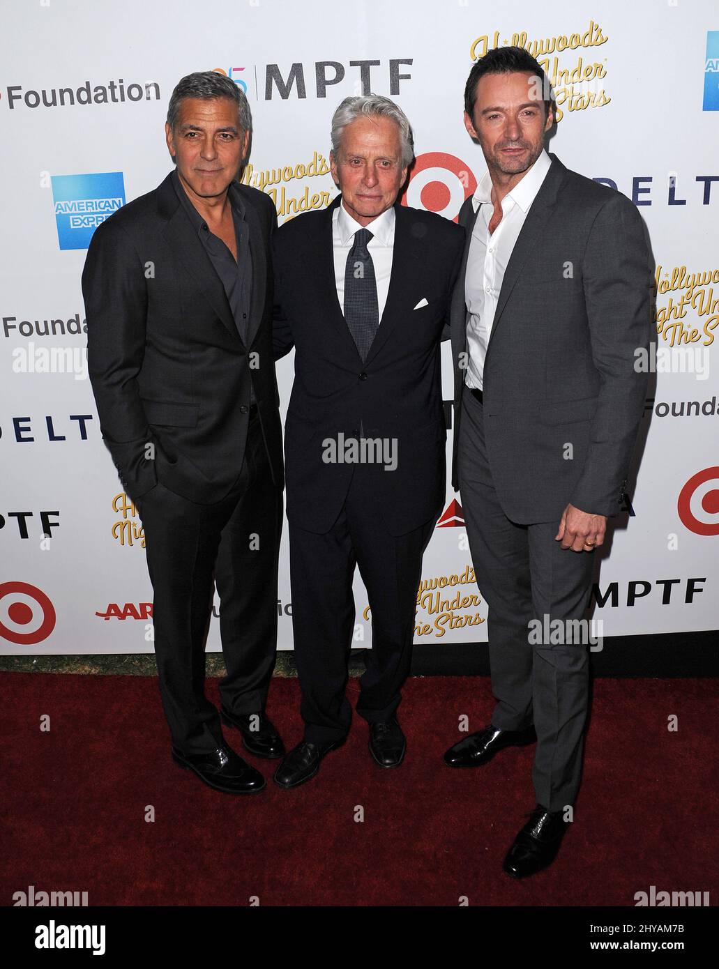 George Clooney, Michael Douglas, Hugh Jackman attending the "Hollywood ...