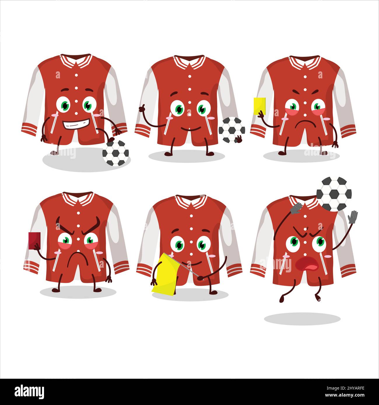 Red baseball jacket cartoon character working as a Football referee ...