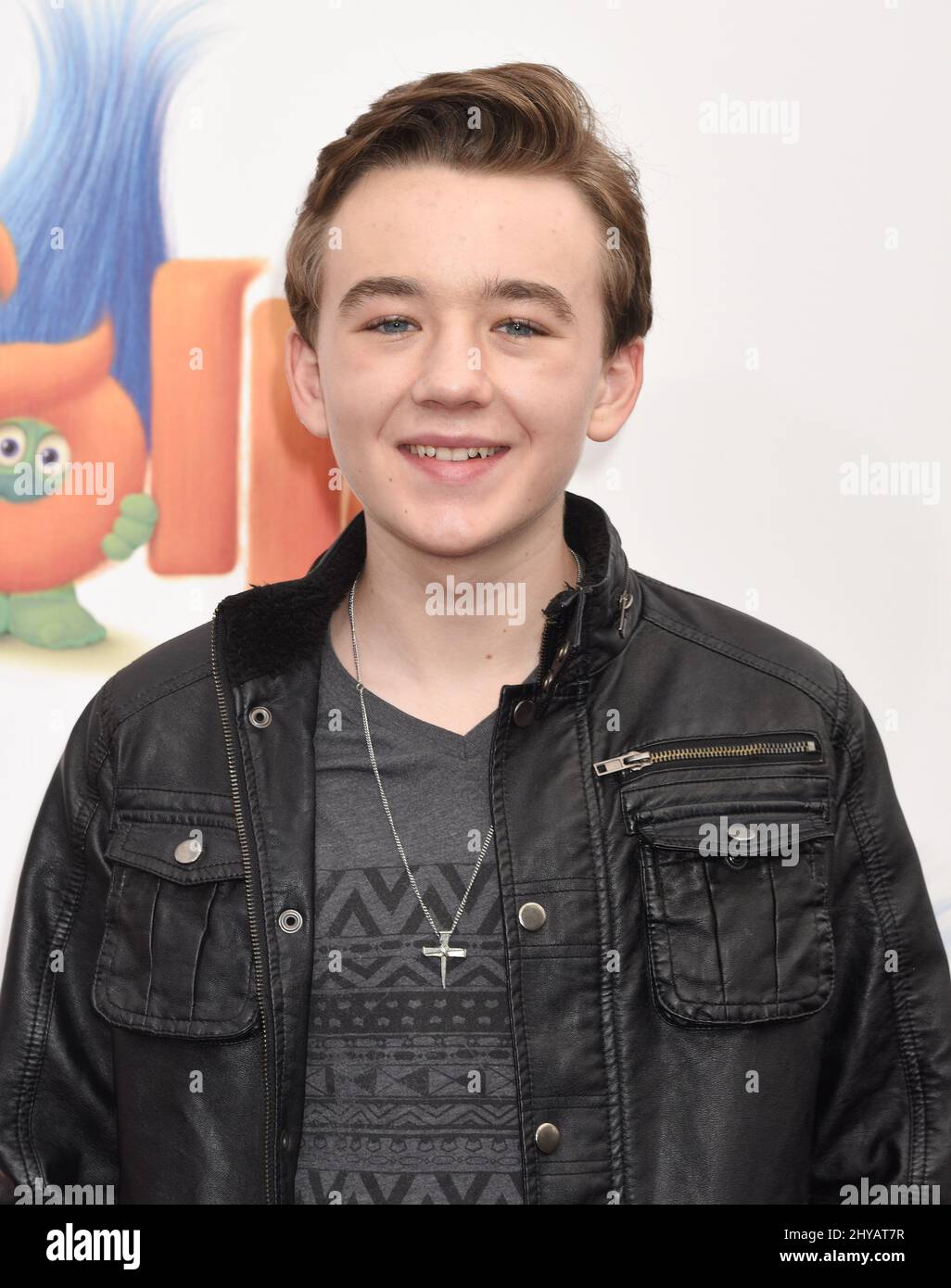 Benjamin Stockham attending the Los Angeles premiere of Trolls Stock ...