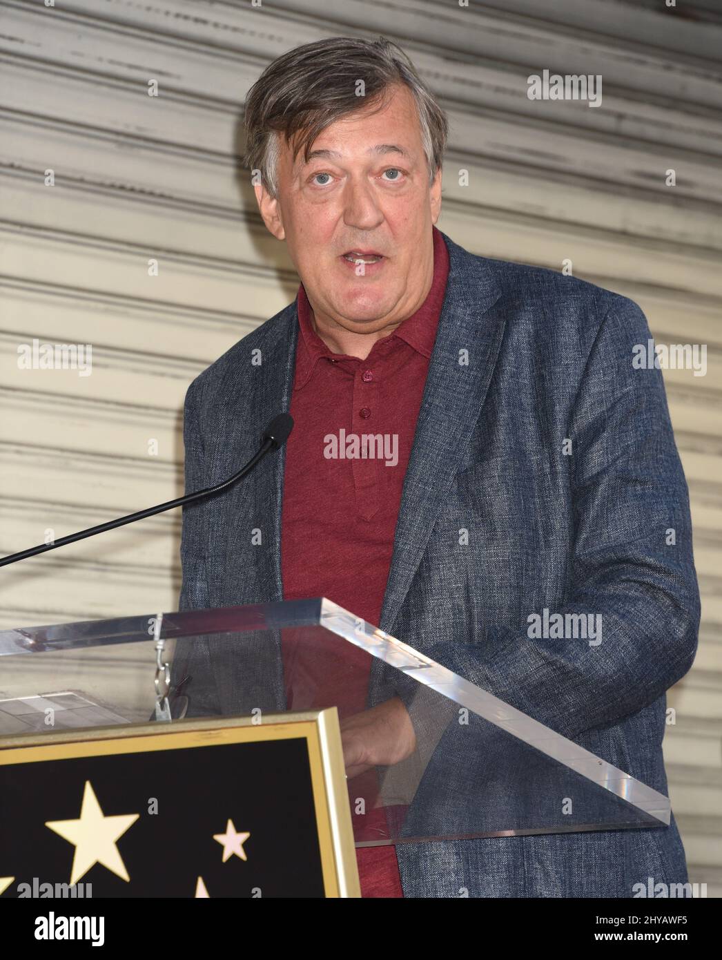 Stephen Fry as Hugh Laurie is honored with a star on the Hollywood Walk ...
