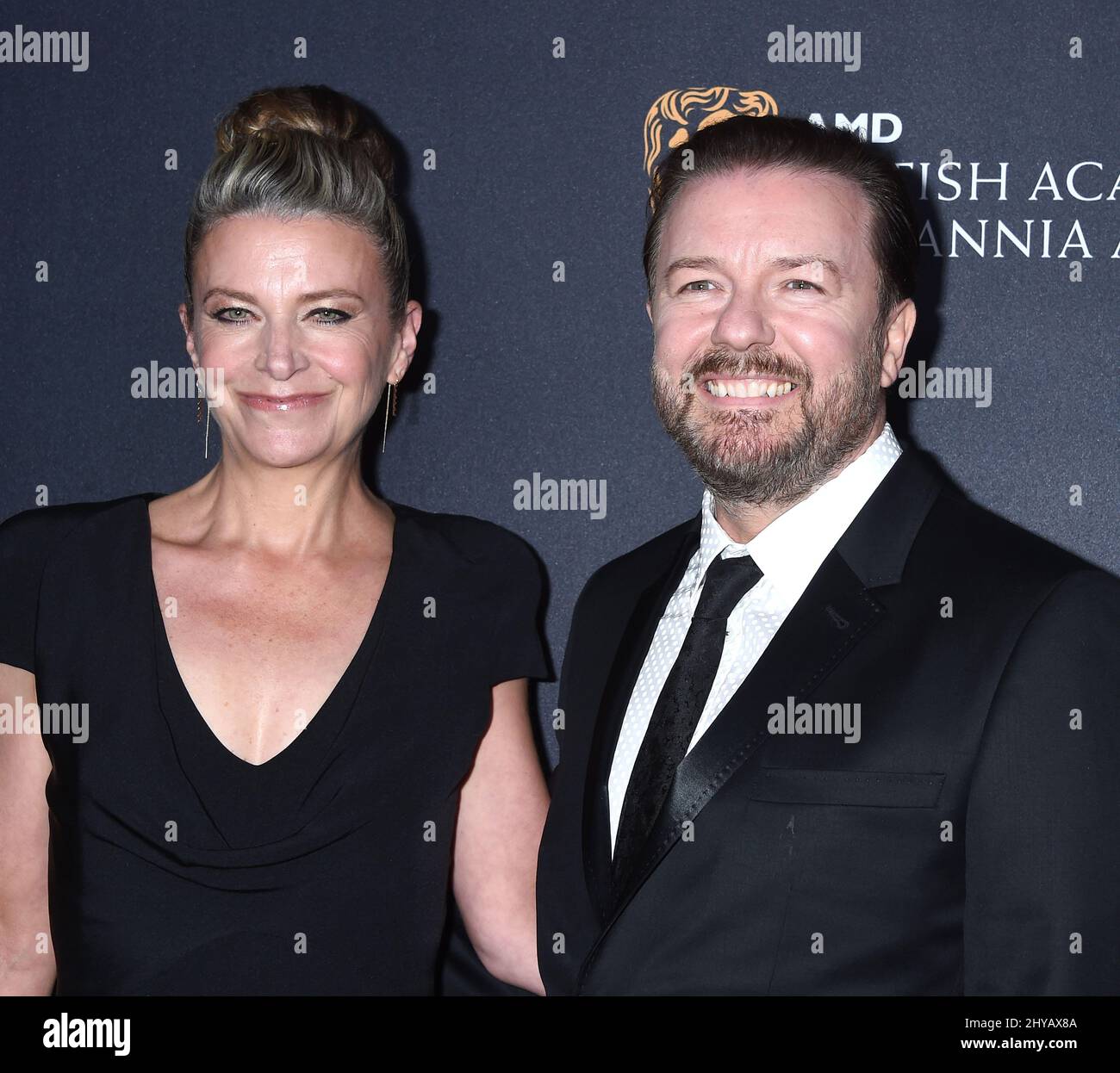 Ricky Gervais and Jane Fallon attending The British Academy Britannia ...