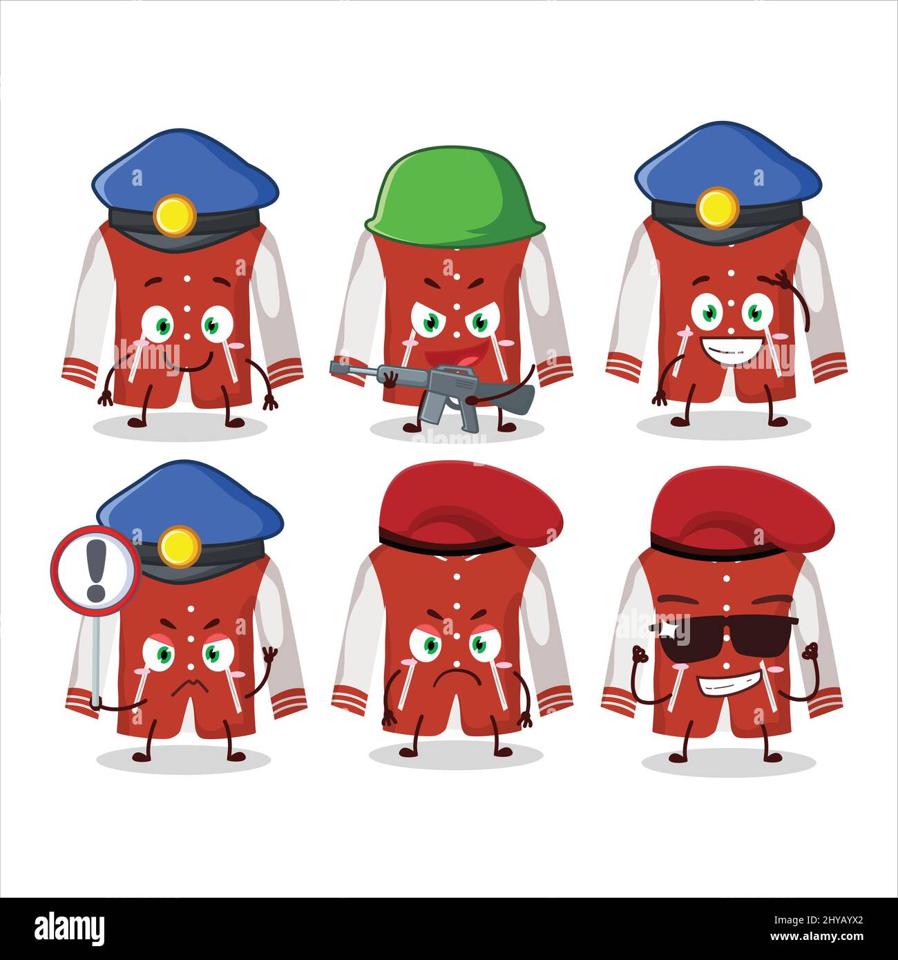 A dedicated Police officer of red baseball jacket mascot design style ...