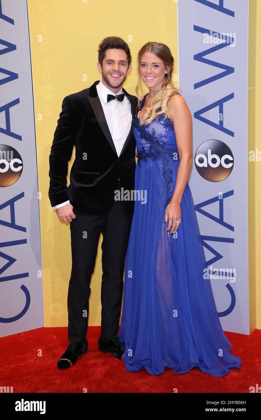 Thomas Rhett, Lauren Gregory arrives at the 50th Annual CMA Awards held ...