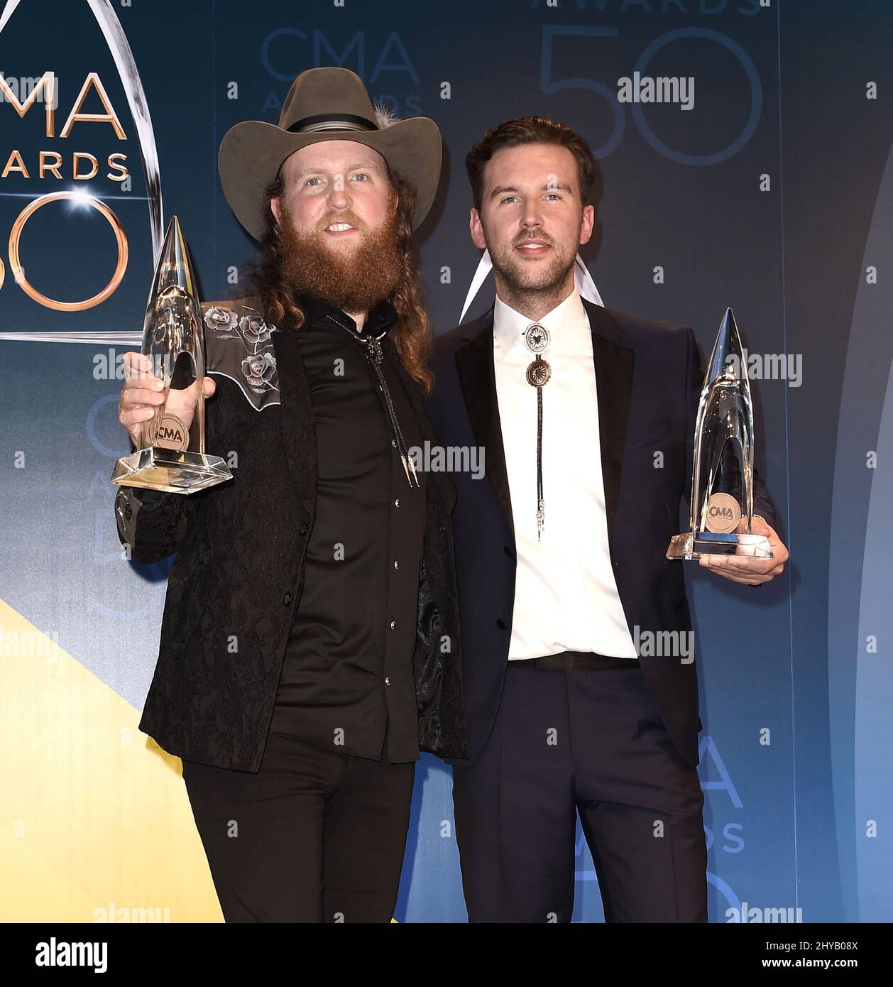 John Osborne, TJ Osborne of Brothers Osborne in the press room at the ...