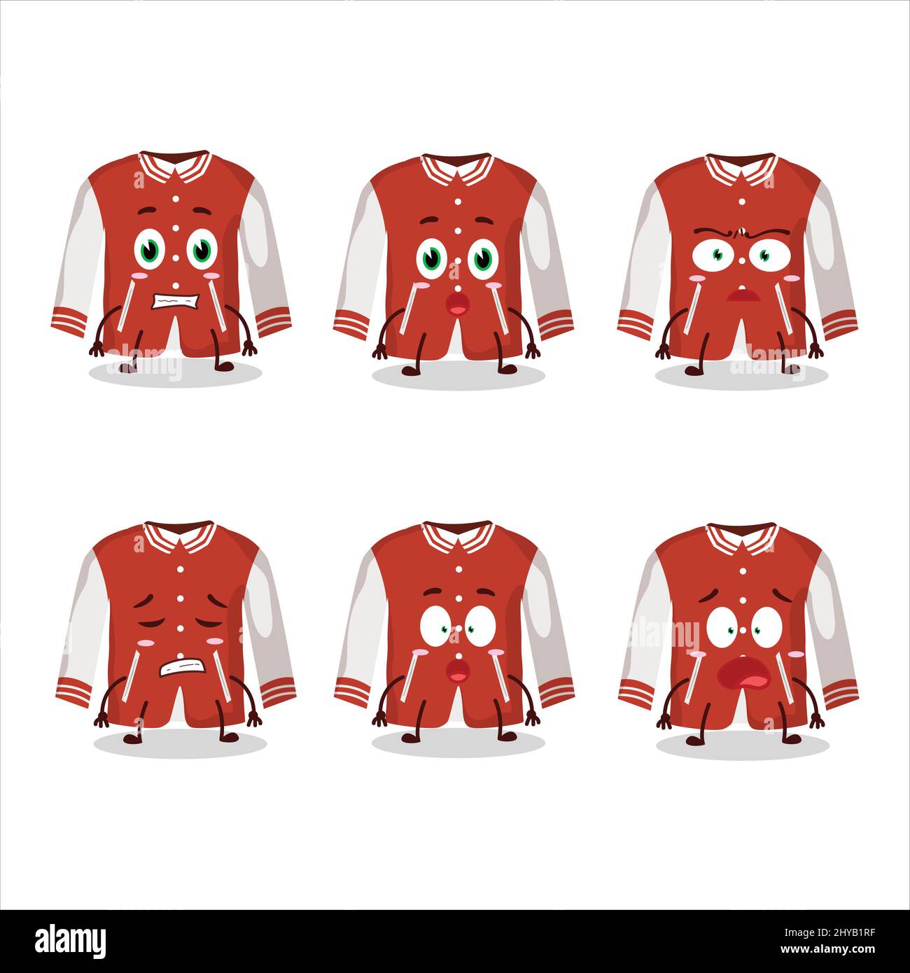 Character cartoon of red baseball jacket with scared expression. Vector ...
