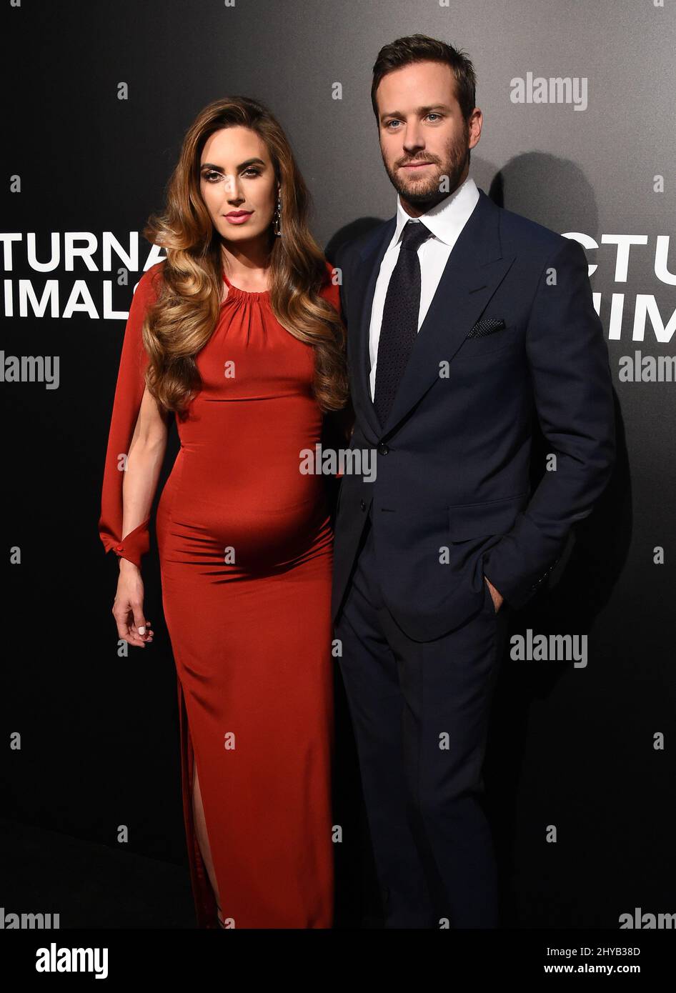 Armie Hammer and Elizabeth Chambers arriving to the "Nocturnal Animals ...
