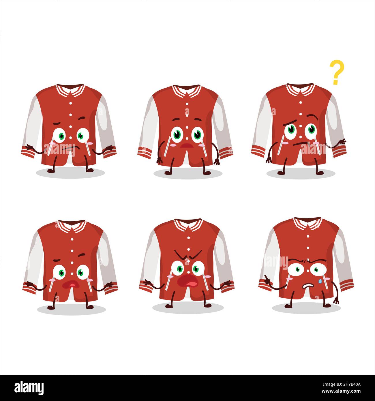 Cartoon character of red baseball jacket with what expression. Vector ...
