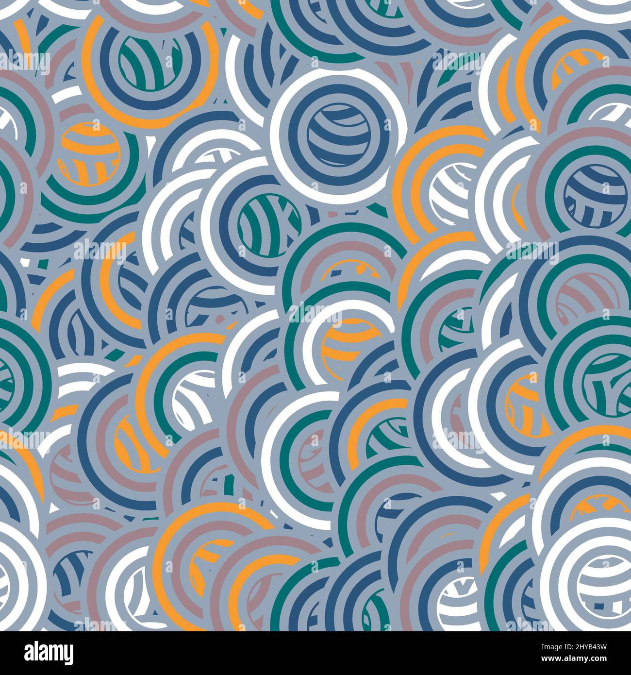 Seamless concentric circle in retro colors dizzy surface pattern design ...