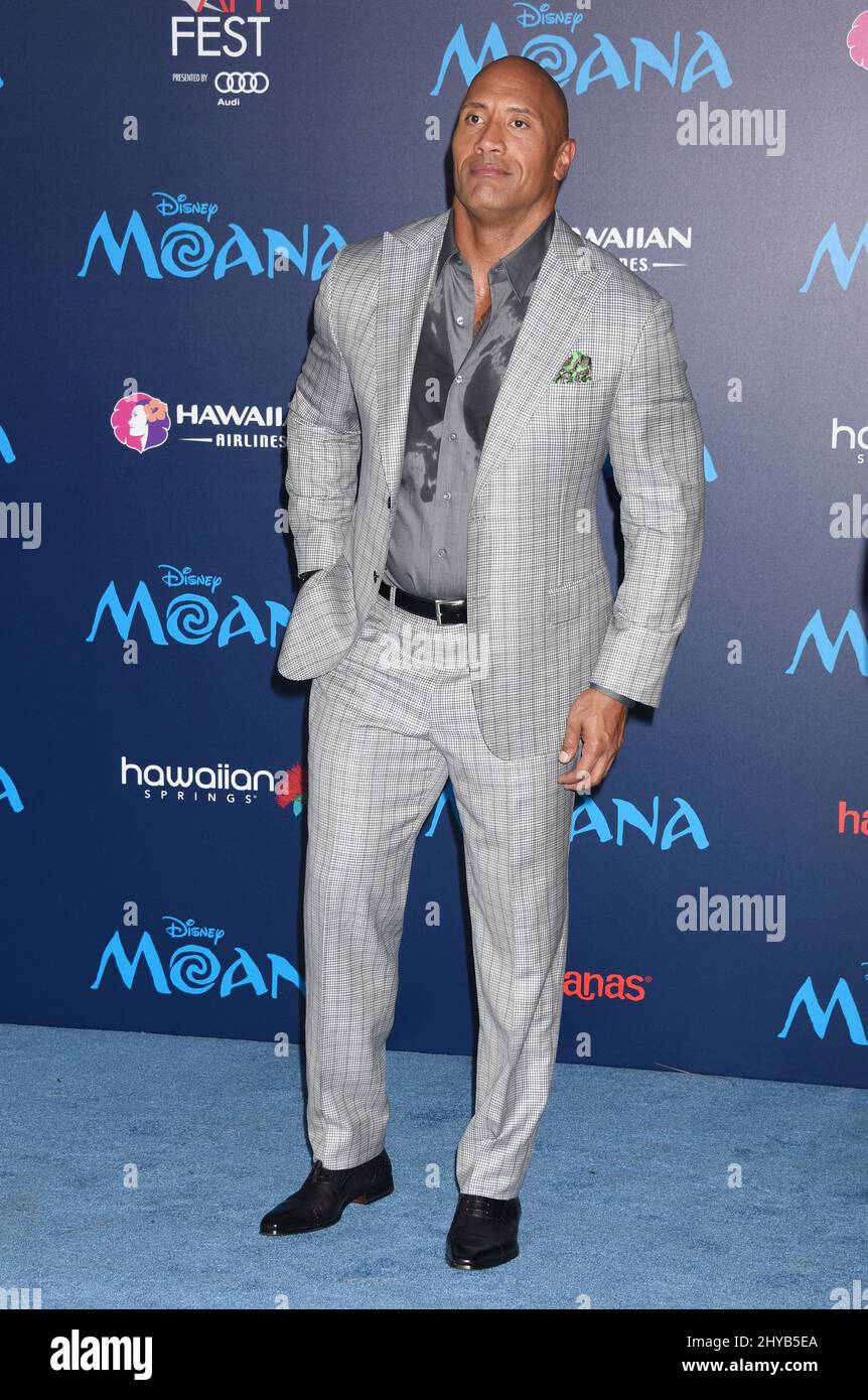 Dwayne Johnson attending the Premiere of 'Moana' in Los Angeles Stock ...