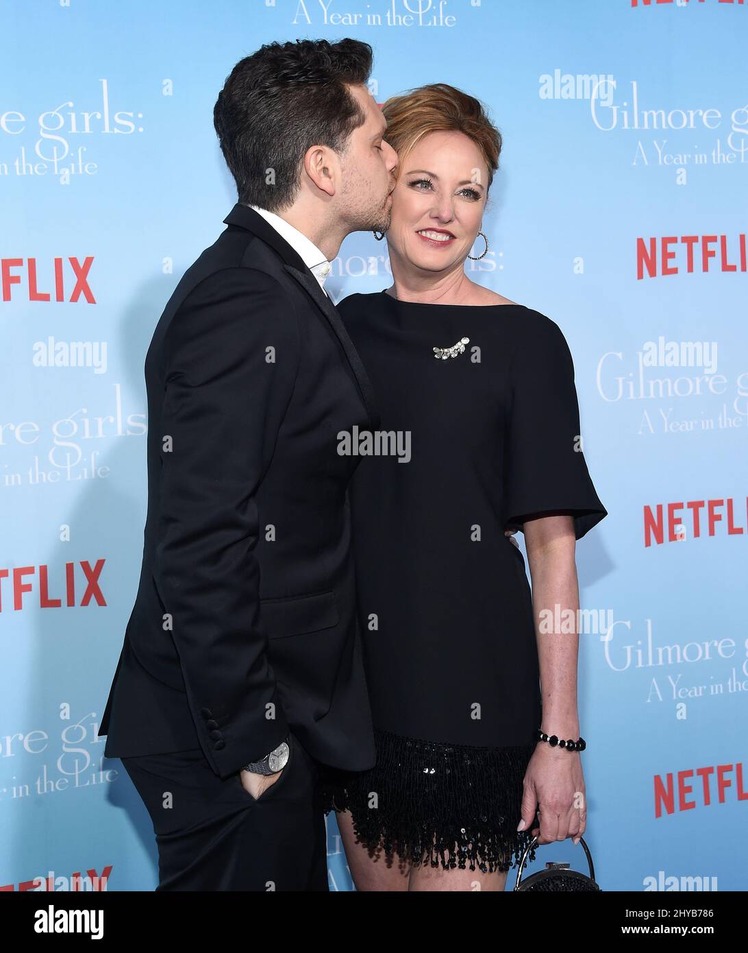 Nick Holmes and Virginia Madsen arrives at the Premiere Of Netflix's ...