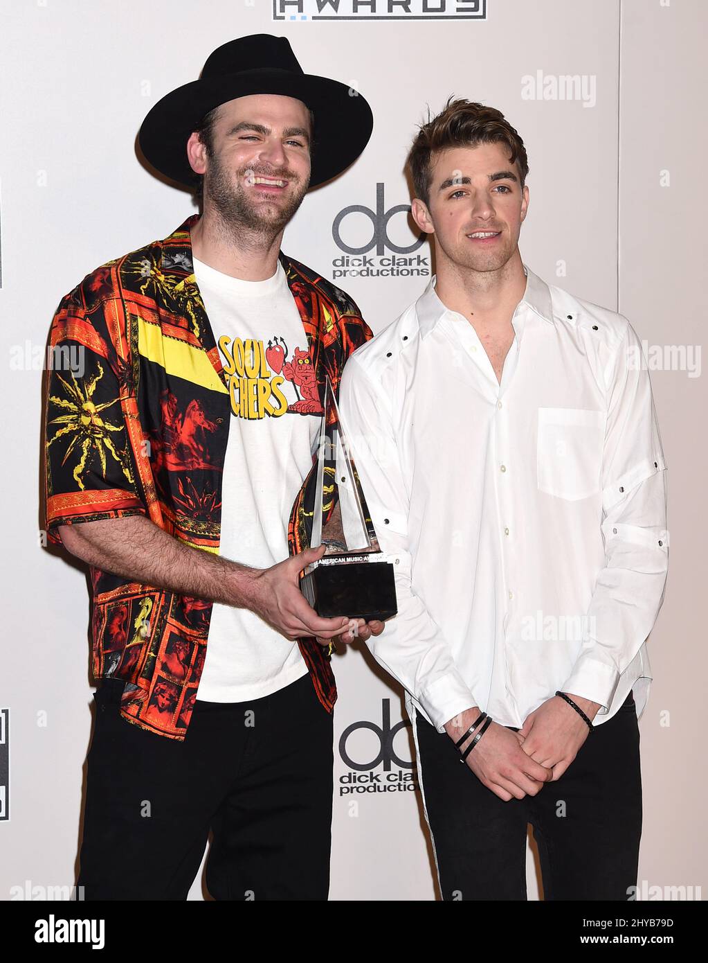 Alex Pall, Andrew Taggart of The Chainsmokers in the press room during ...