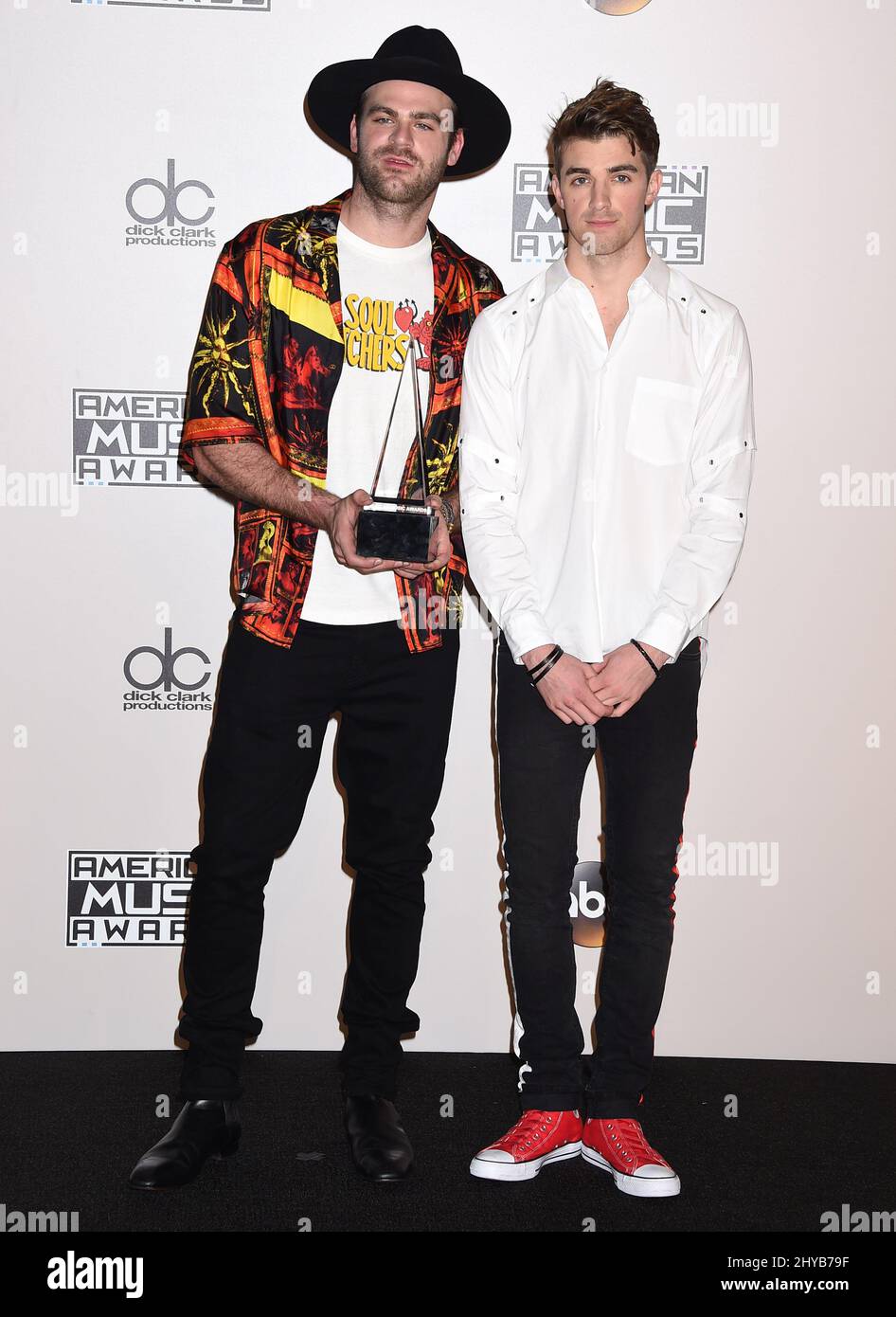 Alex Pall, Andrew Taggart of The Chainsmokers in the press room during ...