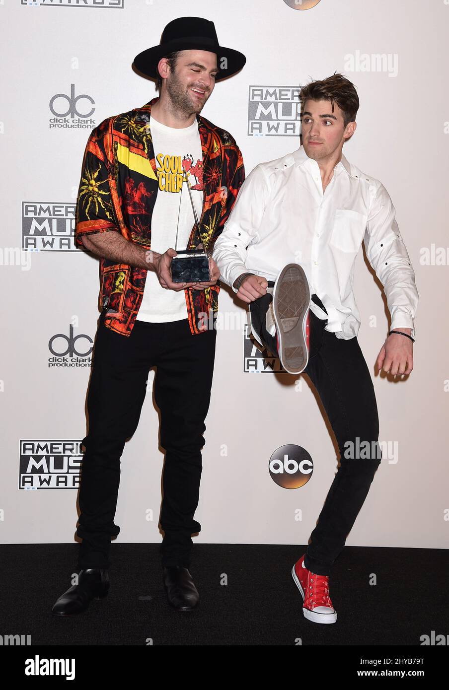 Alex Pall, Andrew Taggart of The Chainsmokers in the press room during ...