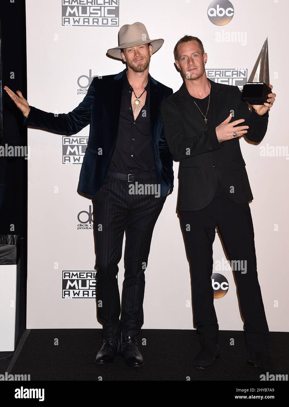 Brian Kelley, Tyler Hubbard of Florida Georgia Line in the press room ...