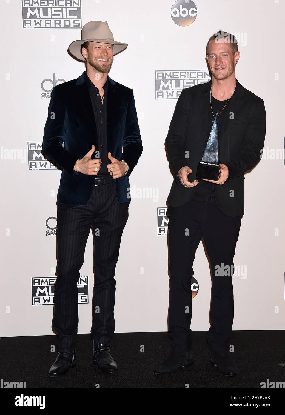 Brian Kelley, Tyler Hubbard of Florida Georgia Line in the press room ...