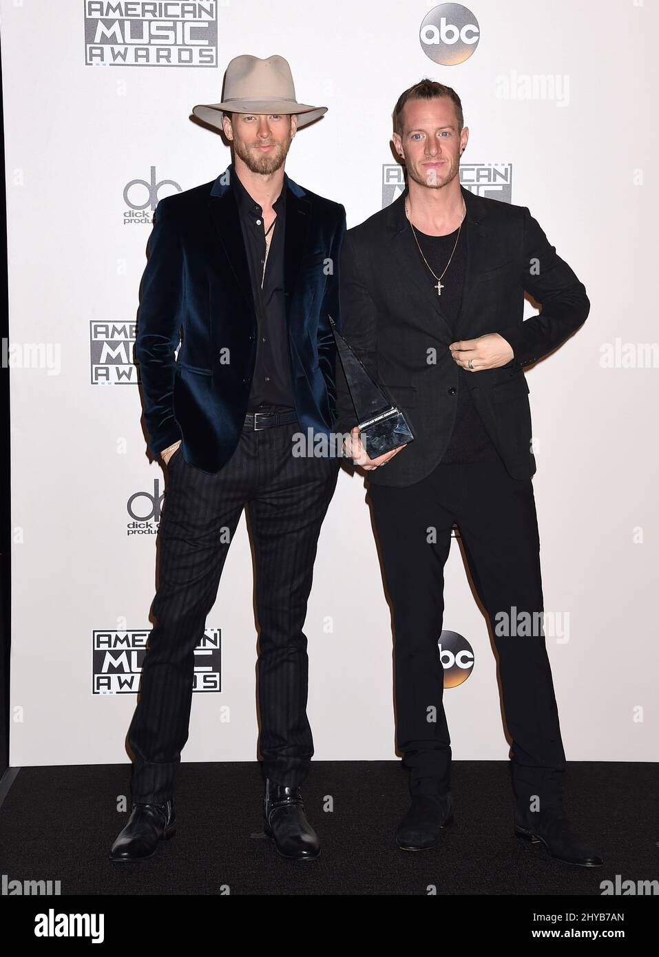 Brian Kelley, Tyler Hubbard of Florida Georgia Line in the press room ...