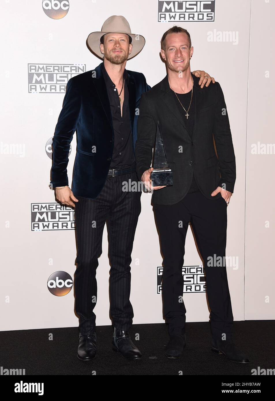 Brian Kelley, Tyler Hubbard of Florida Georgia Line in the press room ...