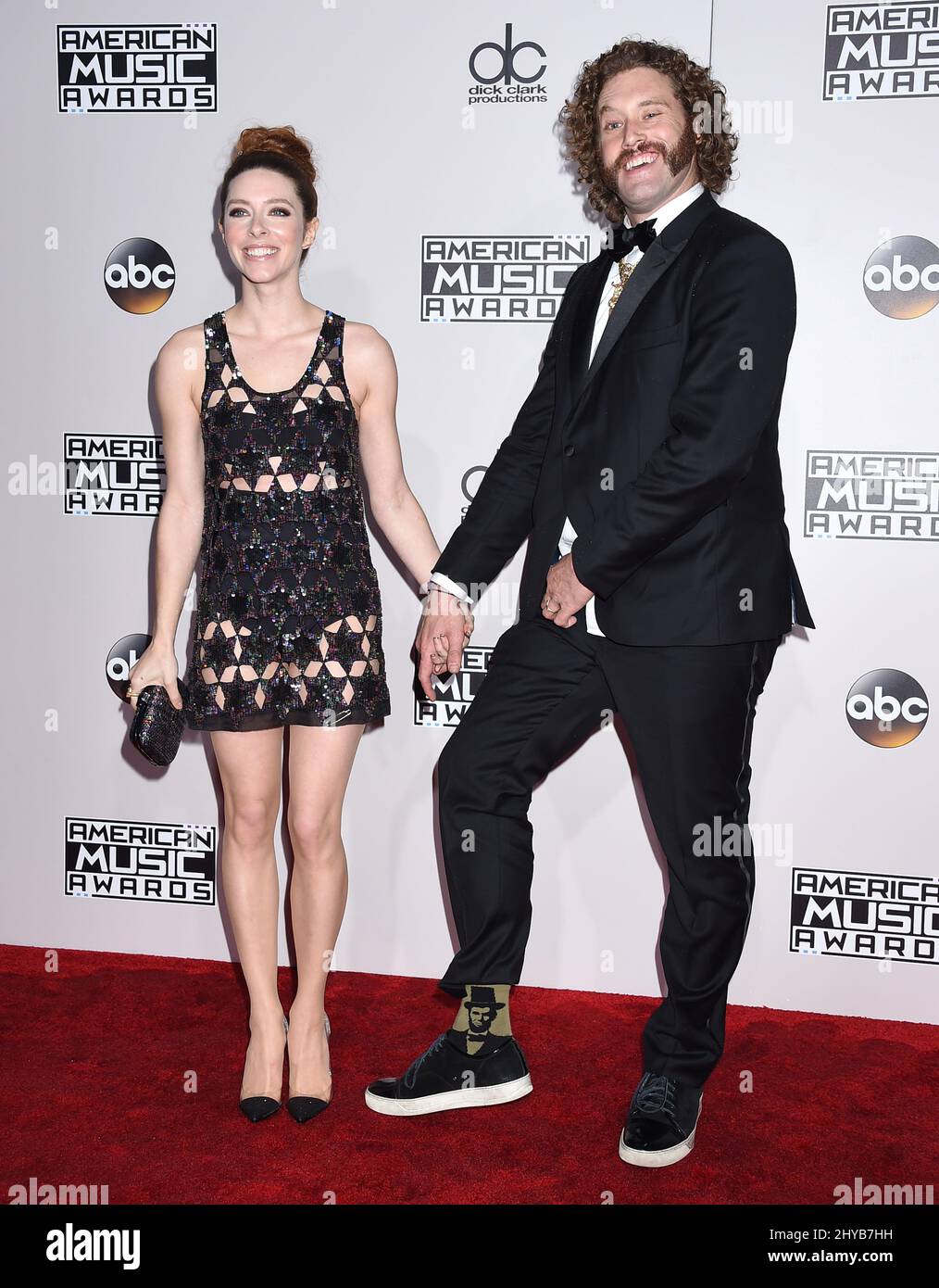 T.J. Miller and Kate Gorney arriving for The 44th Annual American Music ...