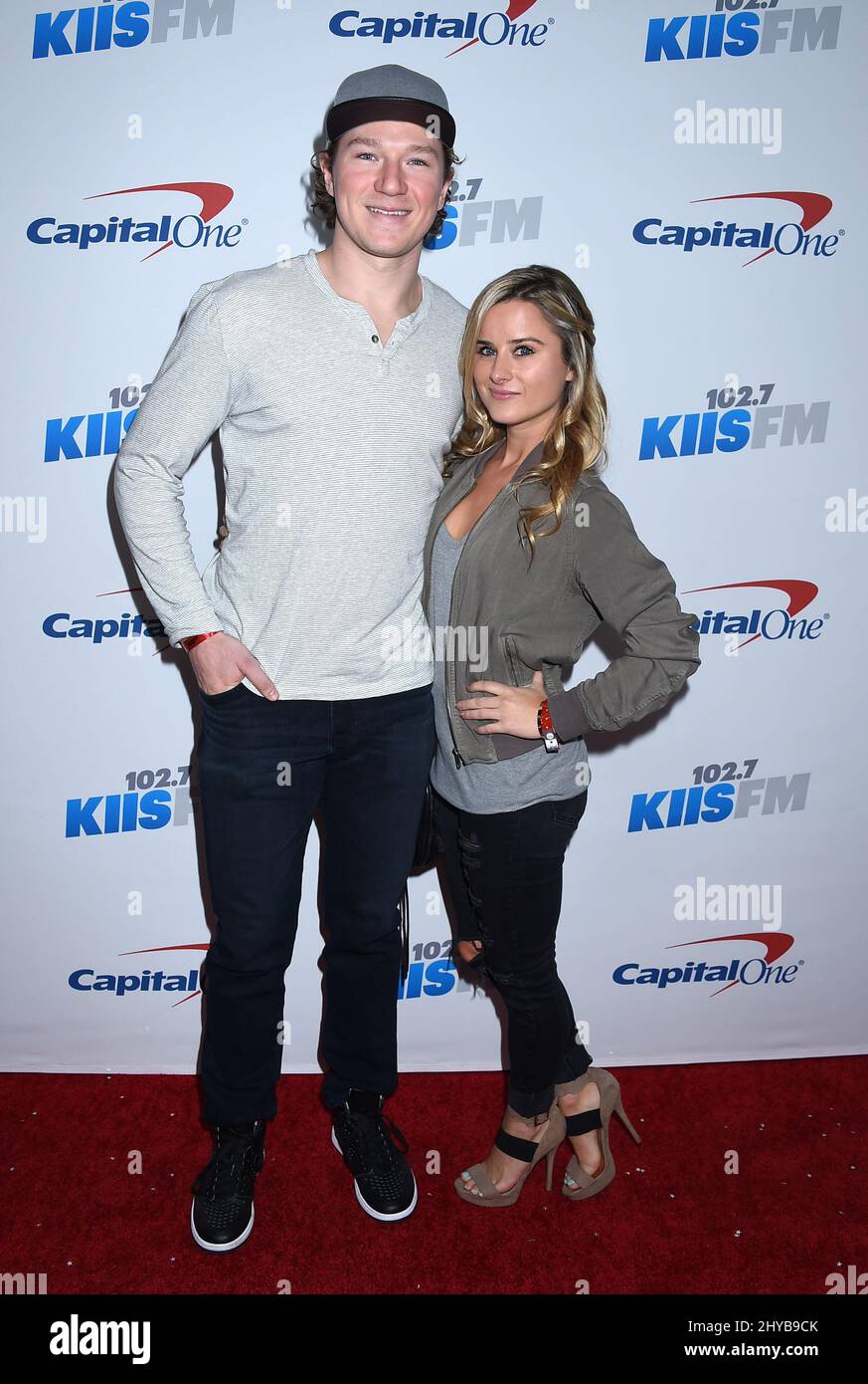 Tyler Toffoli and Taylore Bryce attending 102.7 KIIS FM's Jingle Ball ...