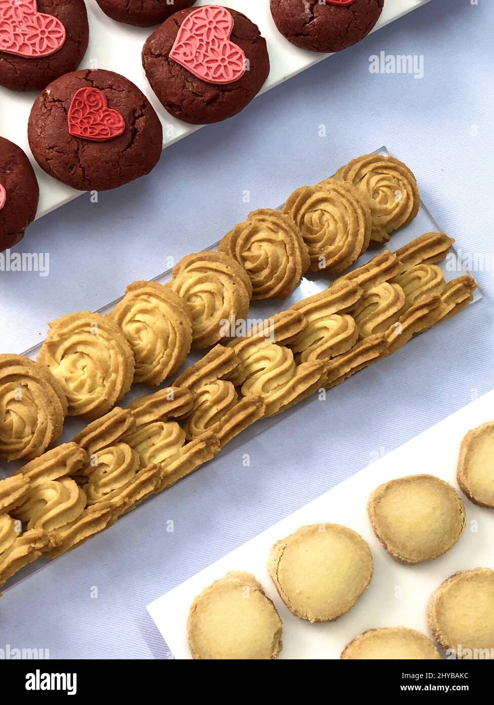 Vertical top view of a variety of gourmet pastries Stock Photo - Alamy